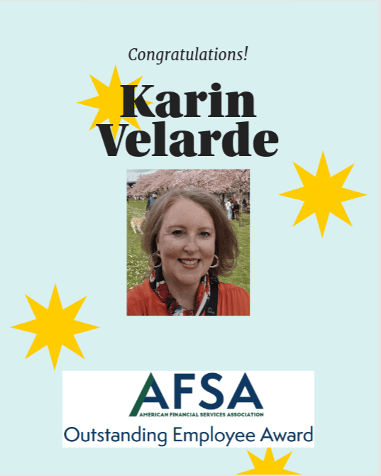 Karin Velarde receives AFSA Outstanding Employee Award | United Finance